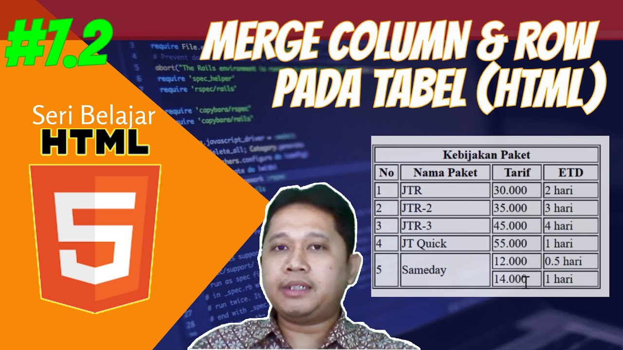 7 2 Belajar HTML Cara Merge Column Merge Row Di Table Untuk Pemula 7 2 Belajar HTML Cara Merge Column Merge Row Di Table Untuk Pemula