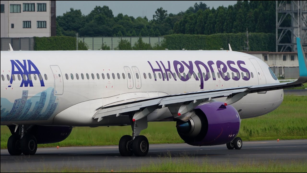 HK express AXA Sticker Airbus A321neo B-KKE Landing at Narita 34R | NRT ...