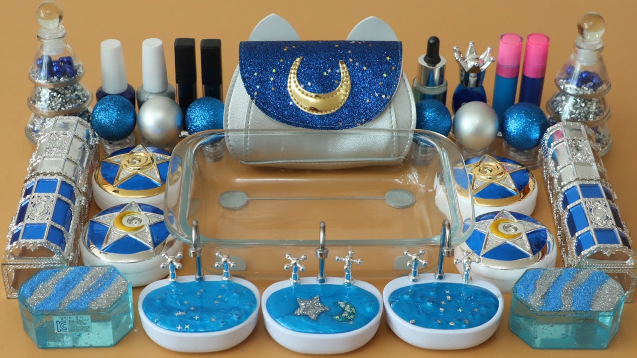 Mixing”Blue Moon” Eyeshadow and Makeup,parts,glitter Into Slime ...