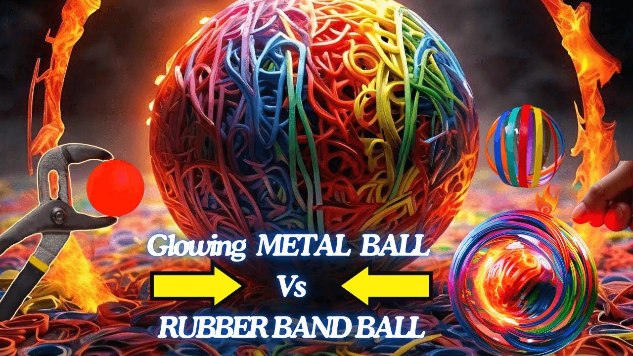 EXPERIMENT Glowing 1000 degree METAL BALL vs RUBBER BAND BALL - YouTube