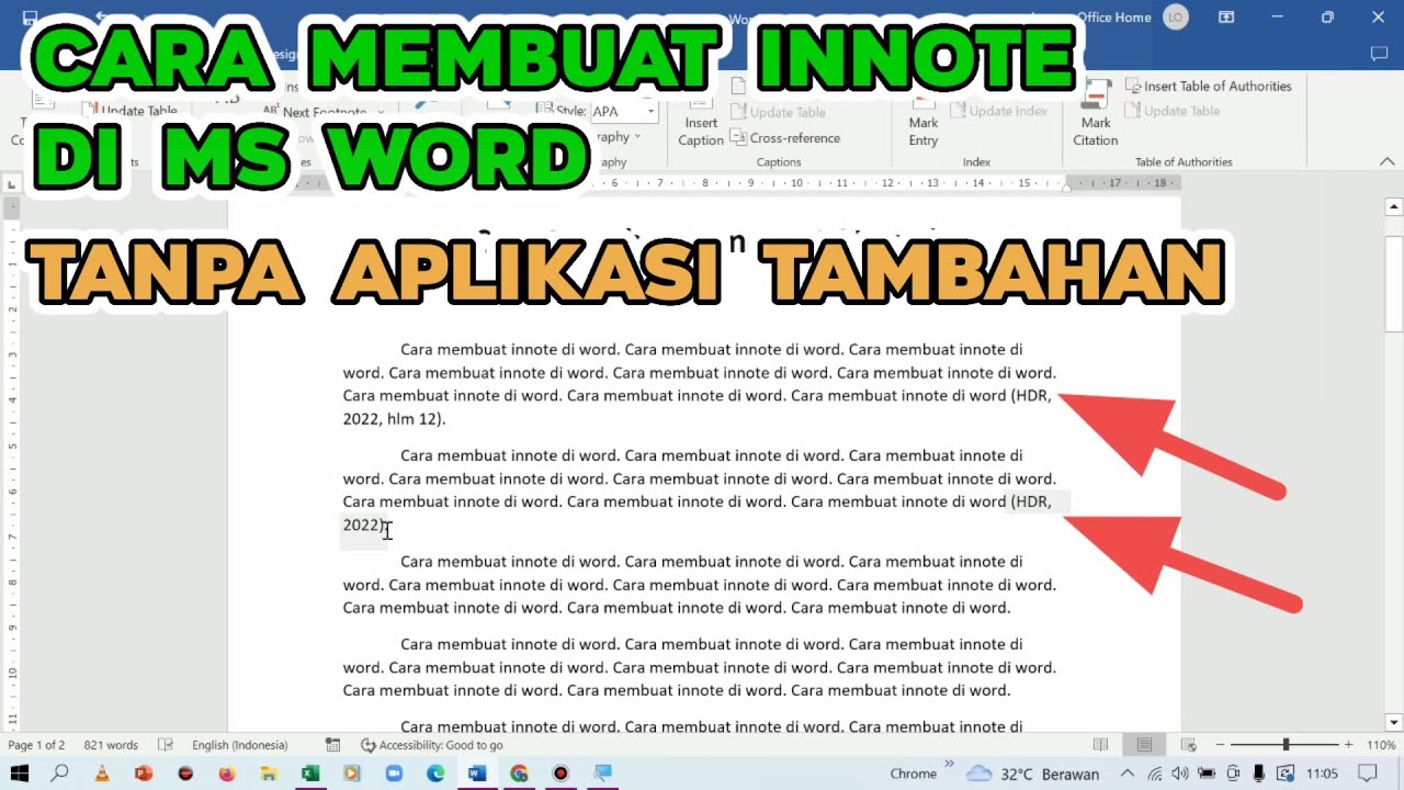 Cara Membuat Innote Pada Microsoft Word - Tanpa Aplikasi Tambahan - YouTube