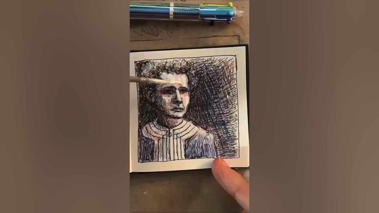 Drawing a portrait of Marie Curie in multicolored ballpoint pen - YouTube