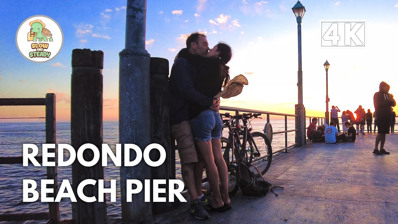 [4K] Walking tour | Sunset walk on Redondo Beach Pier, California - YouTube