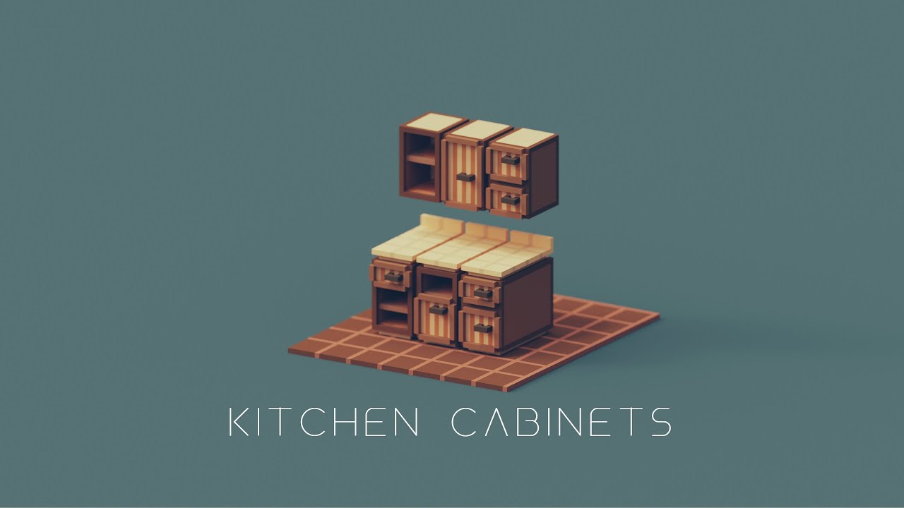Voxel Art I Kitchen Cabinets I Speedart I Timelaps - YouTube