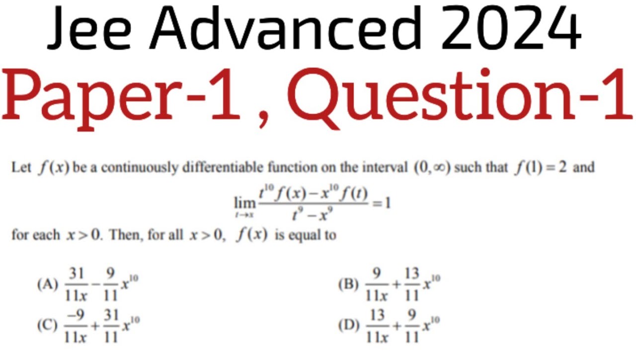 Jee Advanced 2024 Paper 1 Question 1 Solution| Jee Advanced 2024 Maths ...