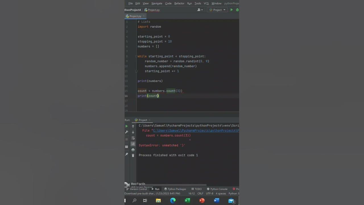 Counting Elements In A List Pythonforbeginners Pythonprogramming Pythontutorial Youtube