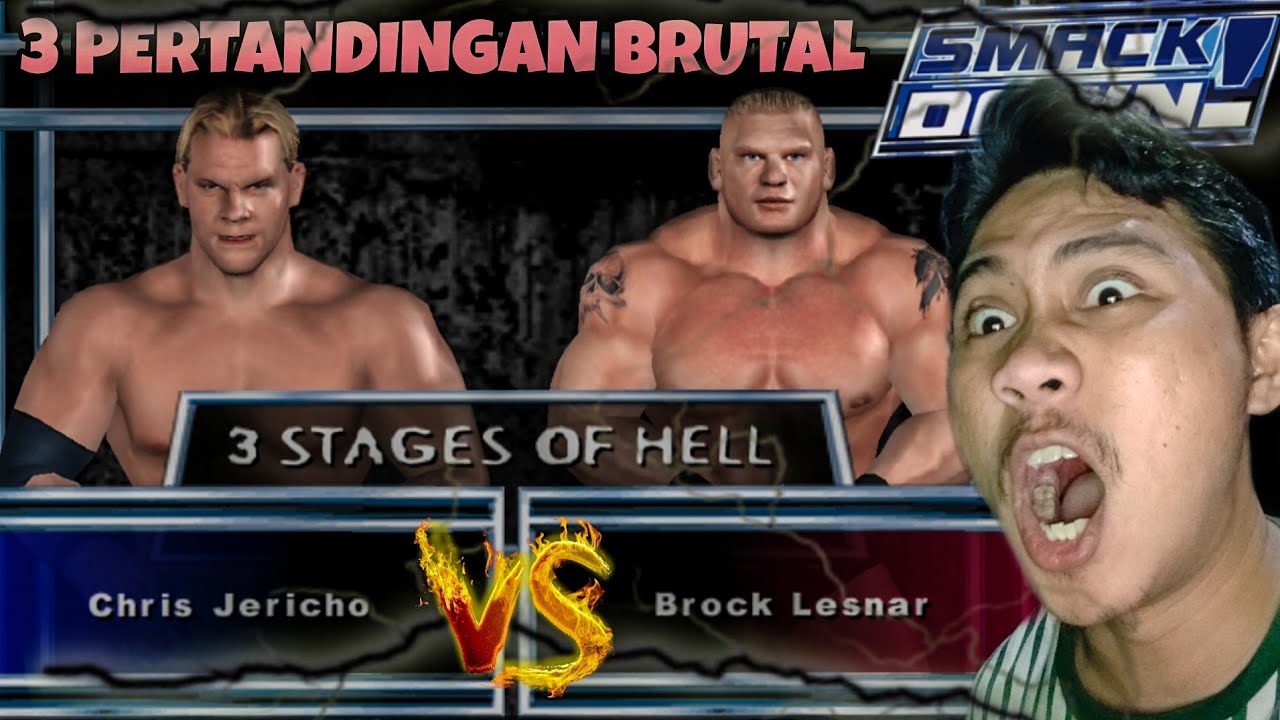 3 STAGES OF HELL Chris Jericho Vs Brock Lesnar smackdown | Game smackdown HCTP PS2 - YouTube