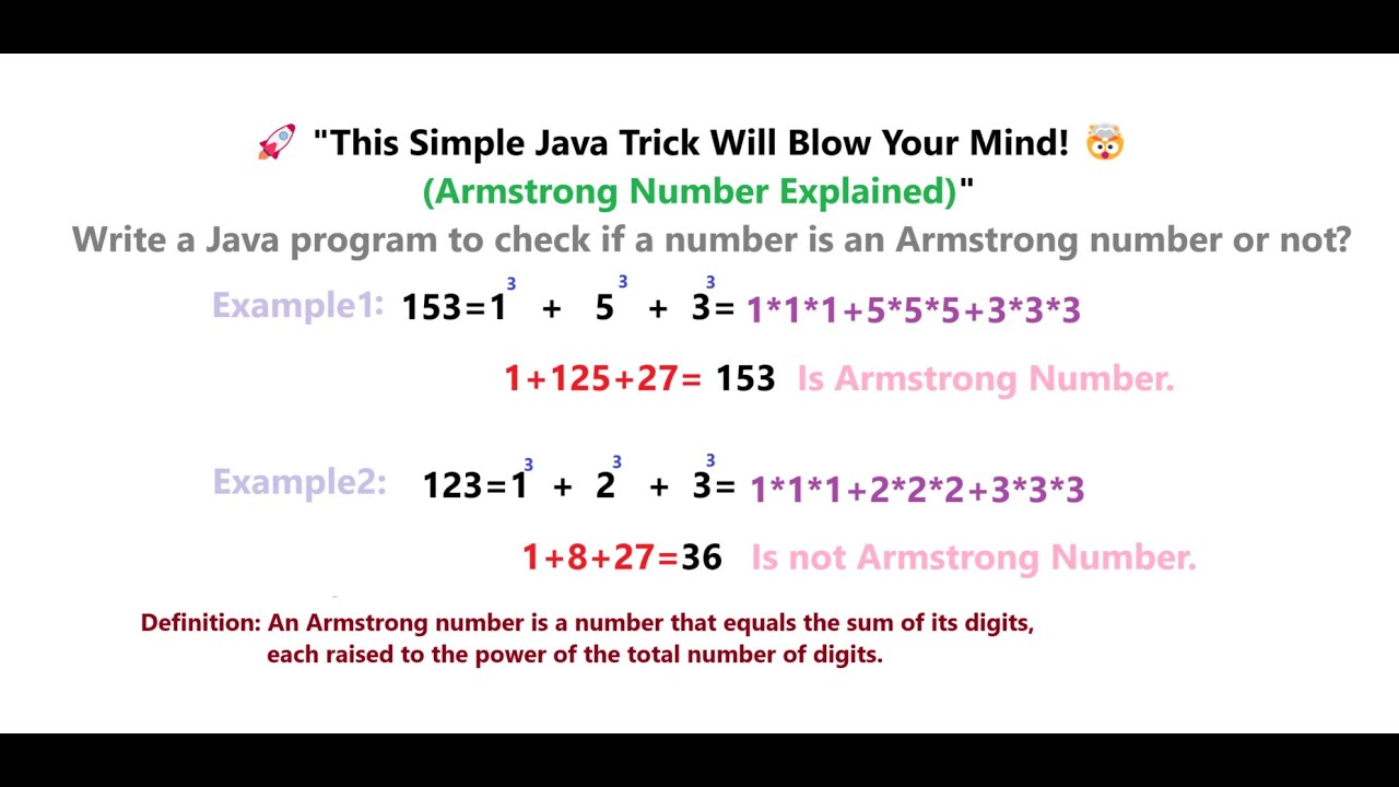Write A Java Program To Check If A Number Is An Armstrong Number Or Not Asked In Virtusa
