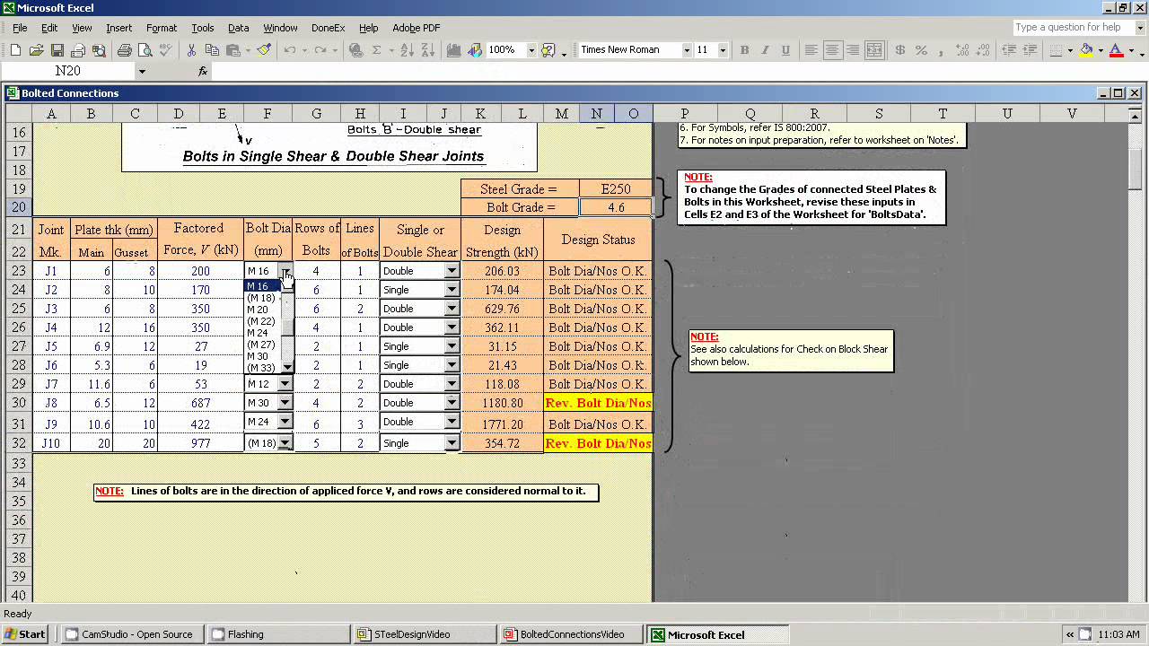 Spreadsheet for Bolted Connections by N. Prabhakar.avi - YouTube