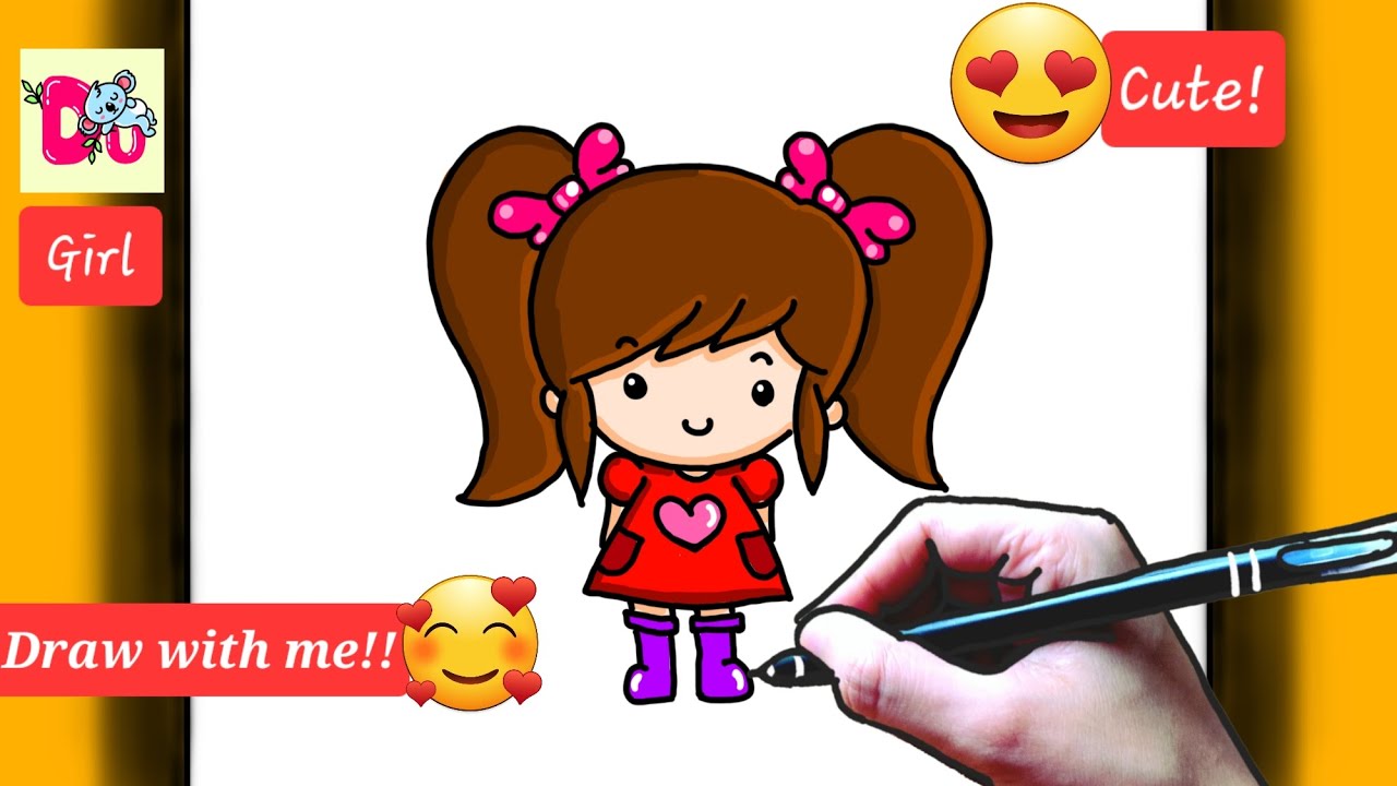 CUTE GIRL drawing tutorial || DU ARTS PRO - YouTube