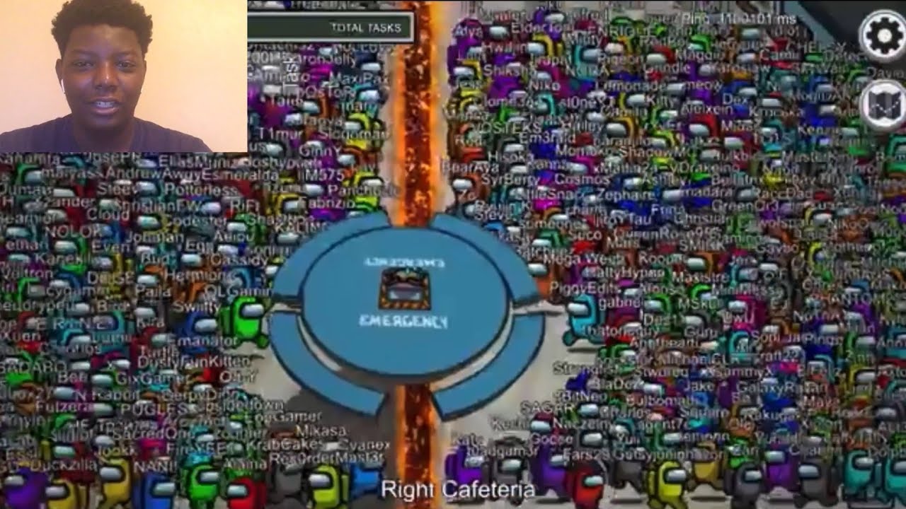 AMONG US, BUT WITH 1001 PLAYERS REACTION!! - YouTube