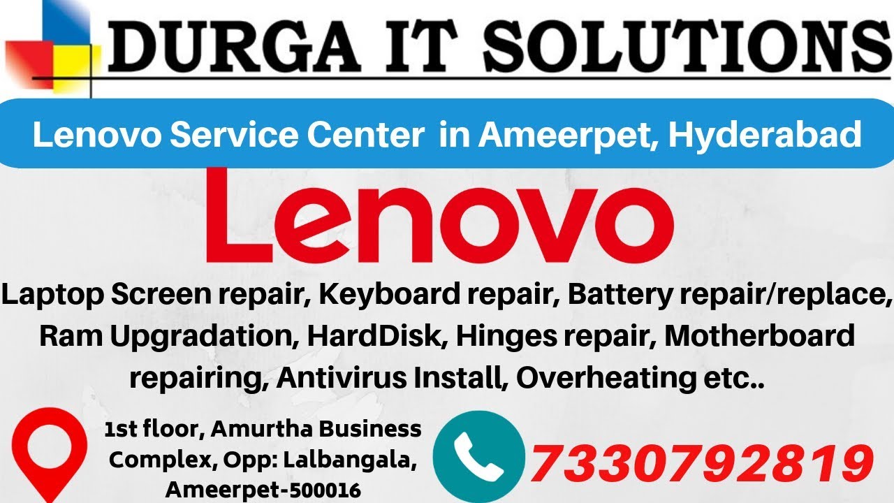 Lenovo service center in Ameerpet, Hyderabad - DurgaIT Solutions - YouTube