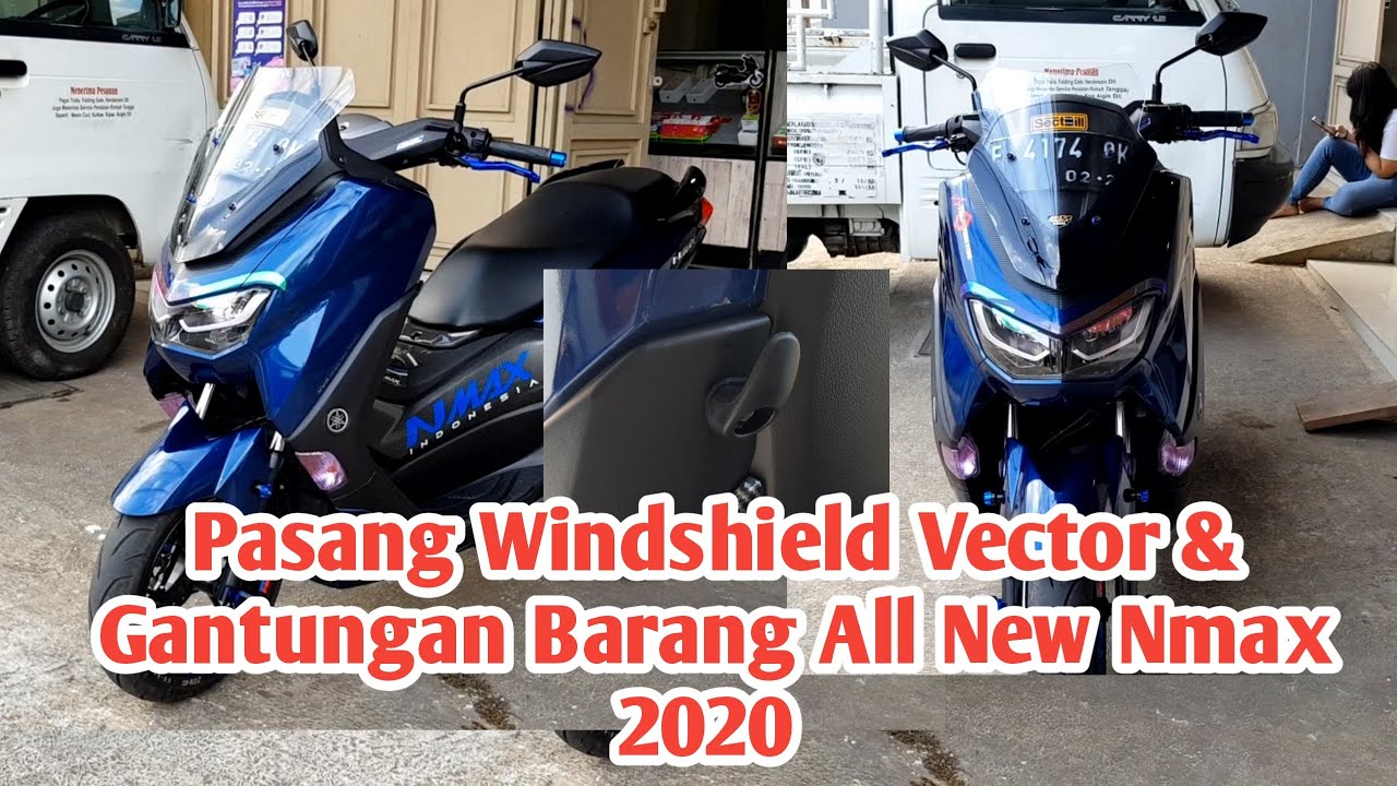 Yamaha Nmax 2020 pasang gantungan barang dan windshield vector carbon ...