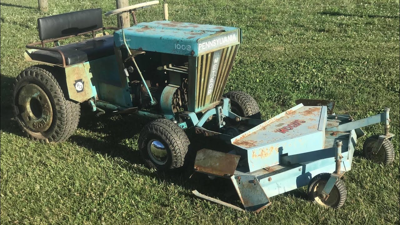 Pennsylvania meteor panzer 1008 with front mount woods mower deck - YouTube