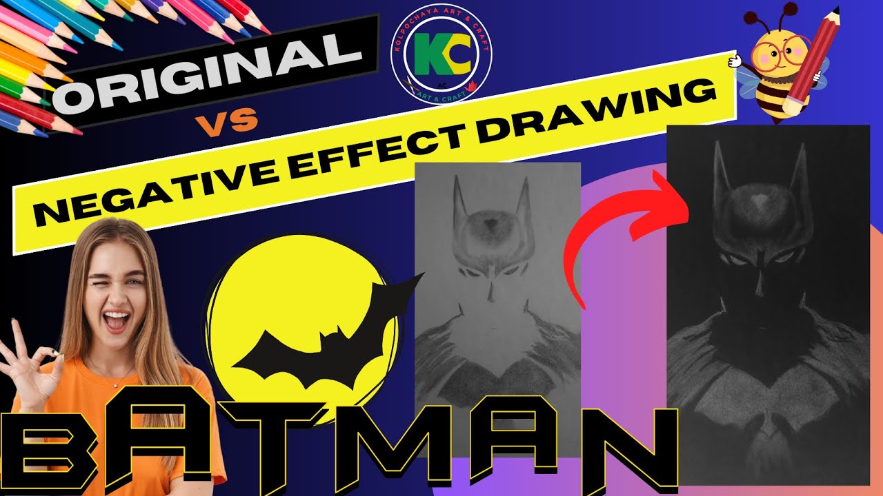 Batman Negative Effect Drawing Full Video | Drawing Tricks ...