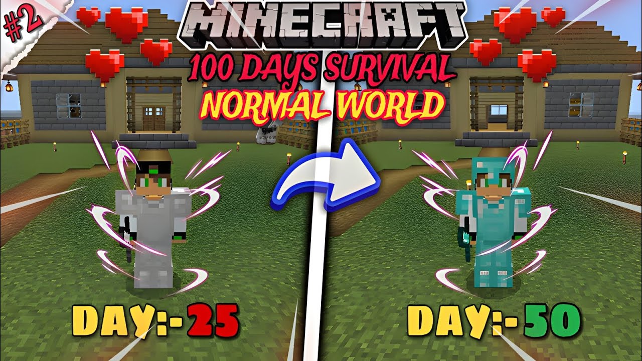 Minecraft 100 Day Survival 25 Dey 50 Day Survival #2 #youtube #gaming # ...