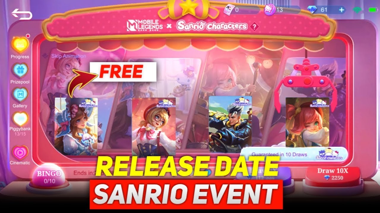SANRIO EVENT IS BACK 2023 | GET FREE SANRIO SKIN 10 DRAWS | MOBILE ...