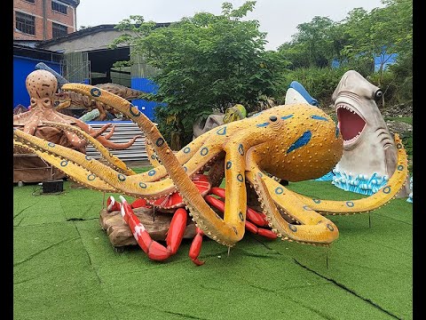 Giant Octopus Catch Crab Set Realistic Marine Animals Animatronic Ocean ...