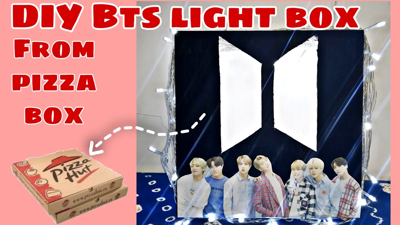 DIY BTS LIGHT BOX FROM PIZZA BOX // DIY BTS ROOM DECOR - YouTube