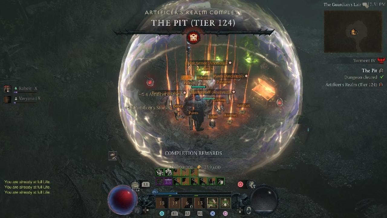 Diablo 4 Season 6 Spiritborn Touch of Death - Pit 124 - 7 min clear ...