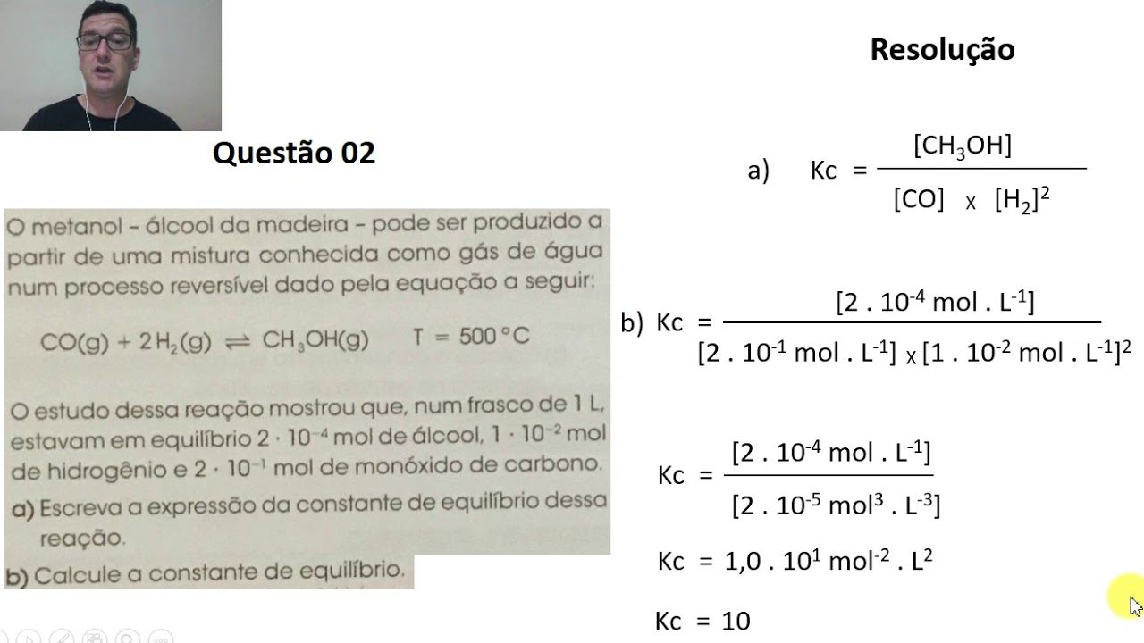 Resolução de Exercícios de Equilíbrio Químico Kc e Kp - YouTube