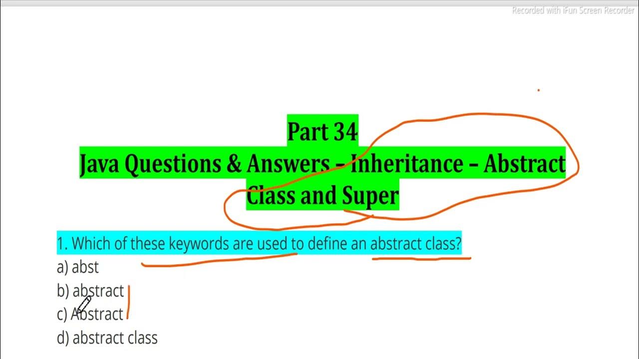 #34 Java Abstract and Super Class MCQ for Interview Placement & Exam ...