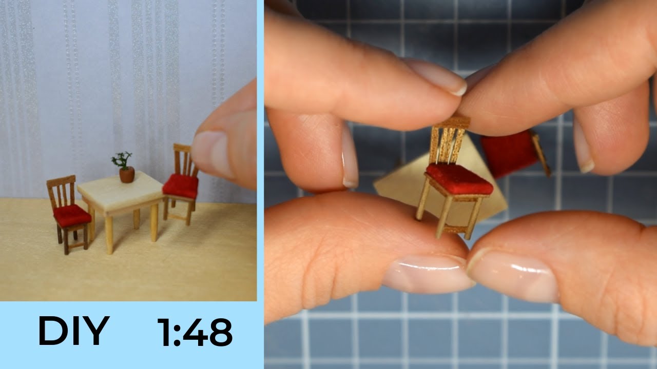 DIY || How to Make Miniature Chair and Table 1:48 - YouTube