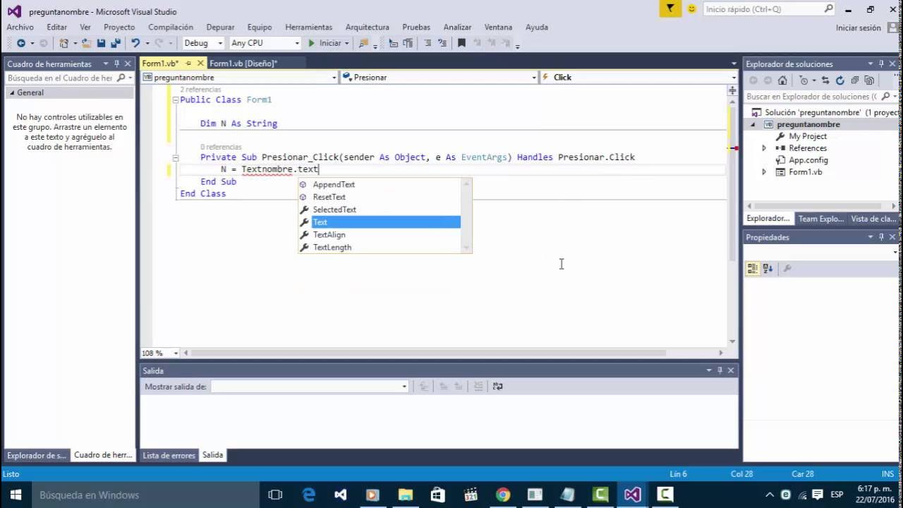 Pregunta tu nombre y responde, (Uso String) Visual Basic 2015 ...
