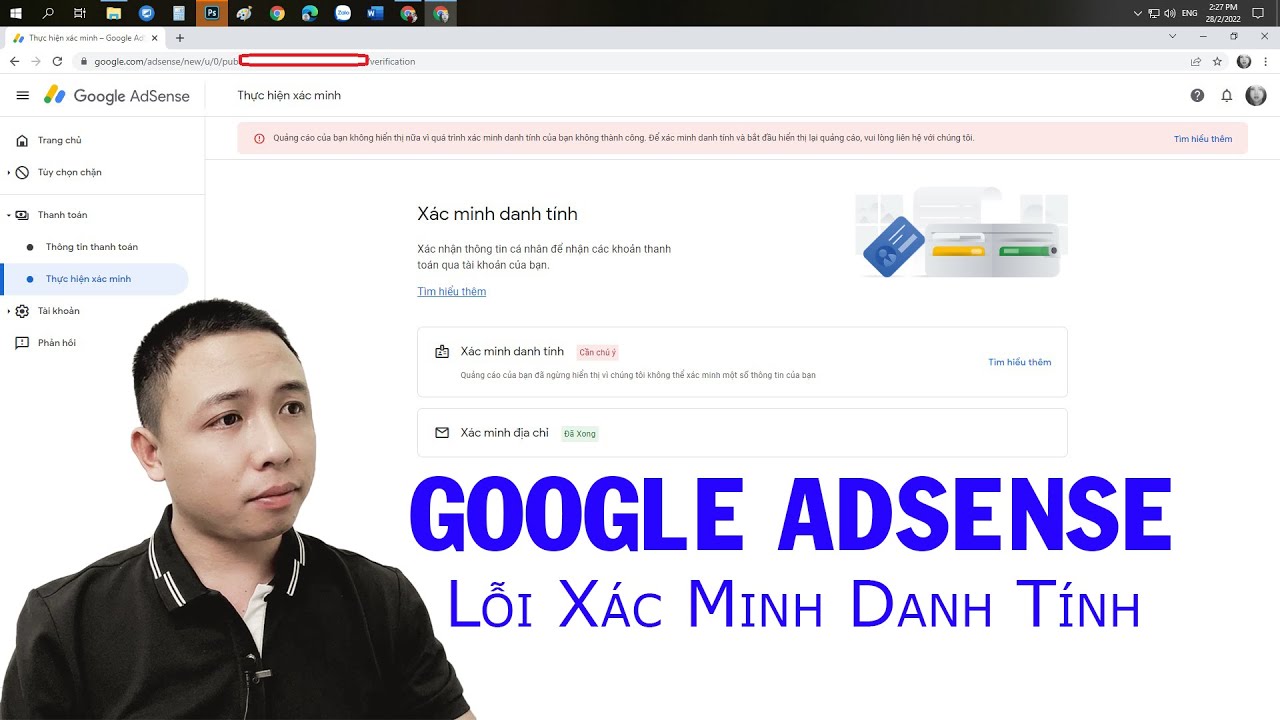 Lỗi Xác Minh Danh Tính Google Adsense 2022 - Xác Minh Danh Tính Không Thành Công - YouTube