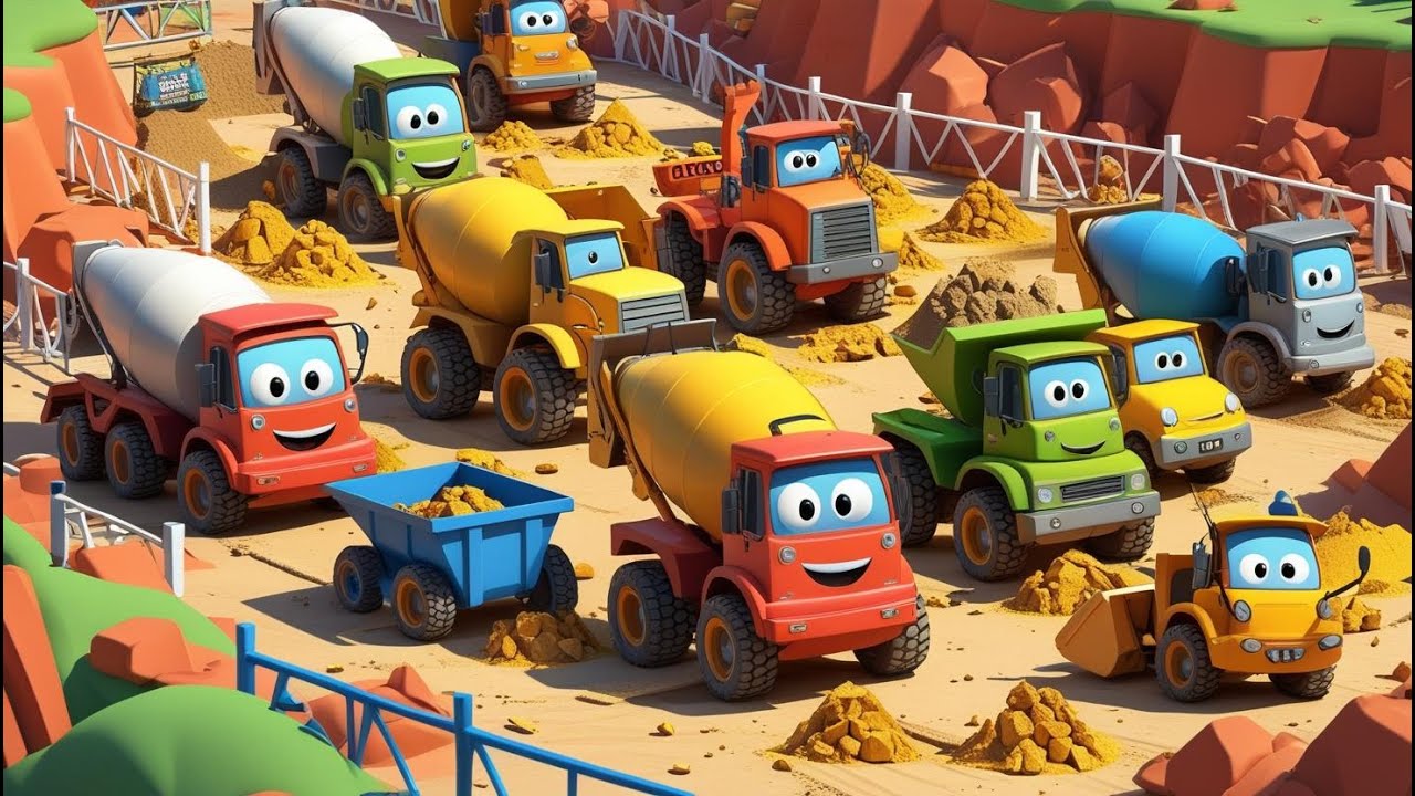 Big Construction Vehicles Song 🏗️ Sing Along for Kids | 3D Animated ...