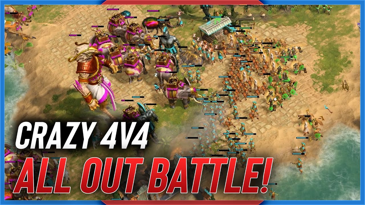 We fought in an ALL OUT 4v4 BATTLE! Age of Mythology Retold! - YouTube