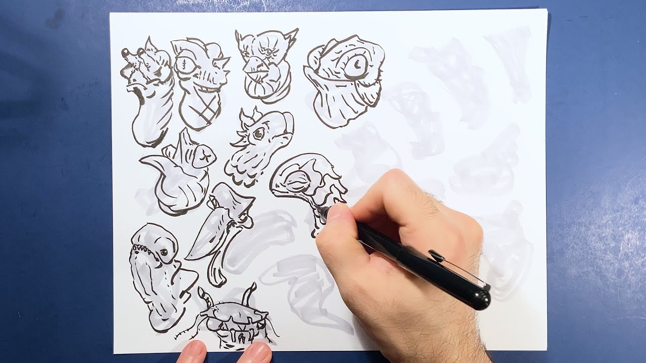 CREATURES - Sketching Pen & Ink Creature Designs From Silhouette - Full ...