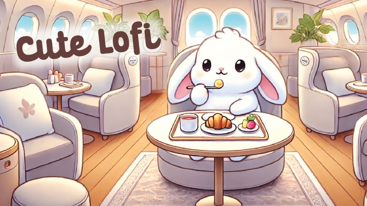 Cute Lofi Bunny 🛫🐇 2 Hour Happy Lofi Song ☕ Lofi Hip Hop 🥐 cute ...