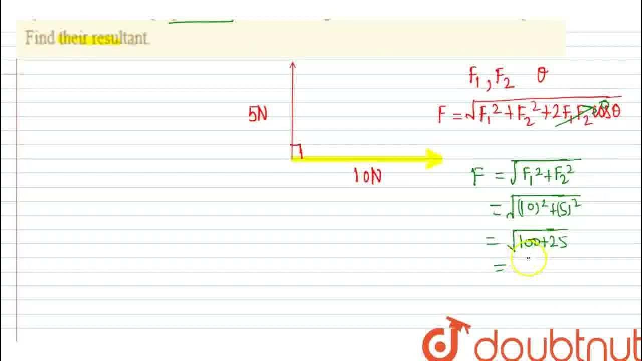 Two perpendicular forces of magnitudes 10 N and 5 N act at a point. Find their resultant. | CLA ...