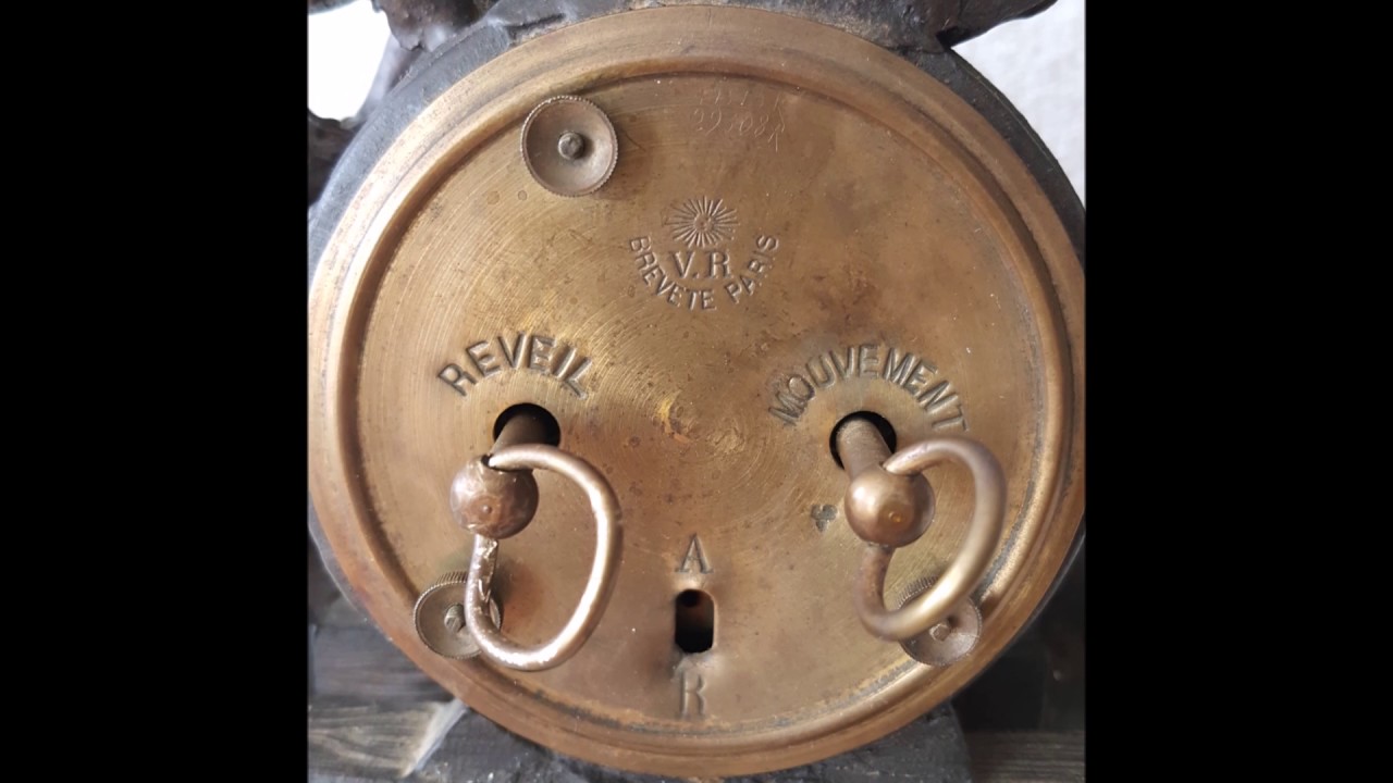 Small Antique French Mantel Clock With Pendulum V.R Brevete Paris - YouTube