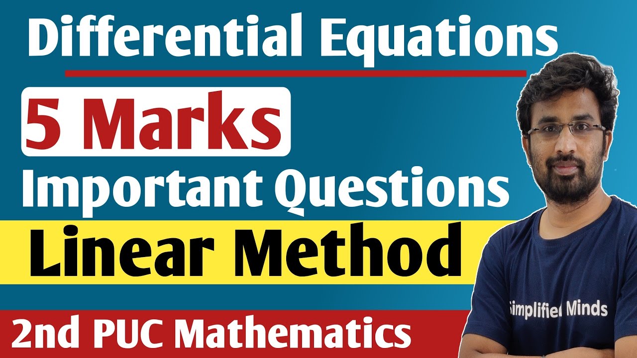 Differential Equations 5 Marks Important Questions | 2nd PUC ...