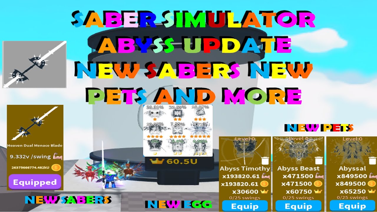 SABER SIMULATOR ABYSS UPDATE NEW SABERS NEW PETS AND MORE - YouTube