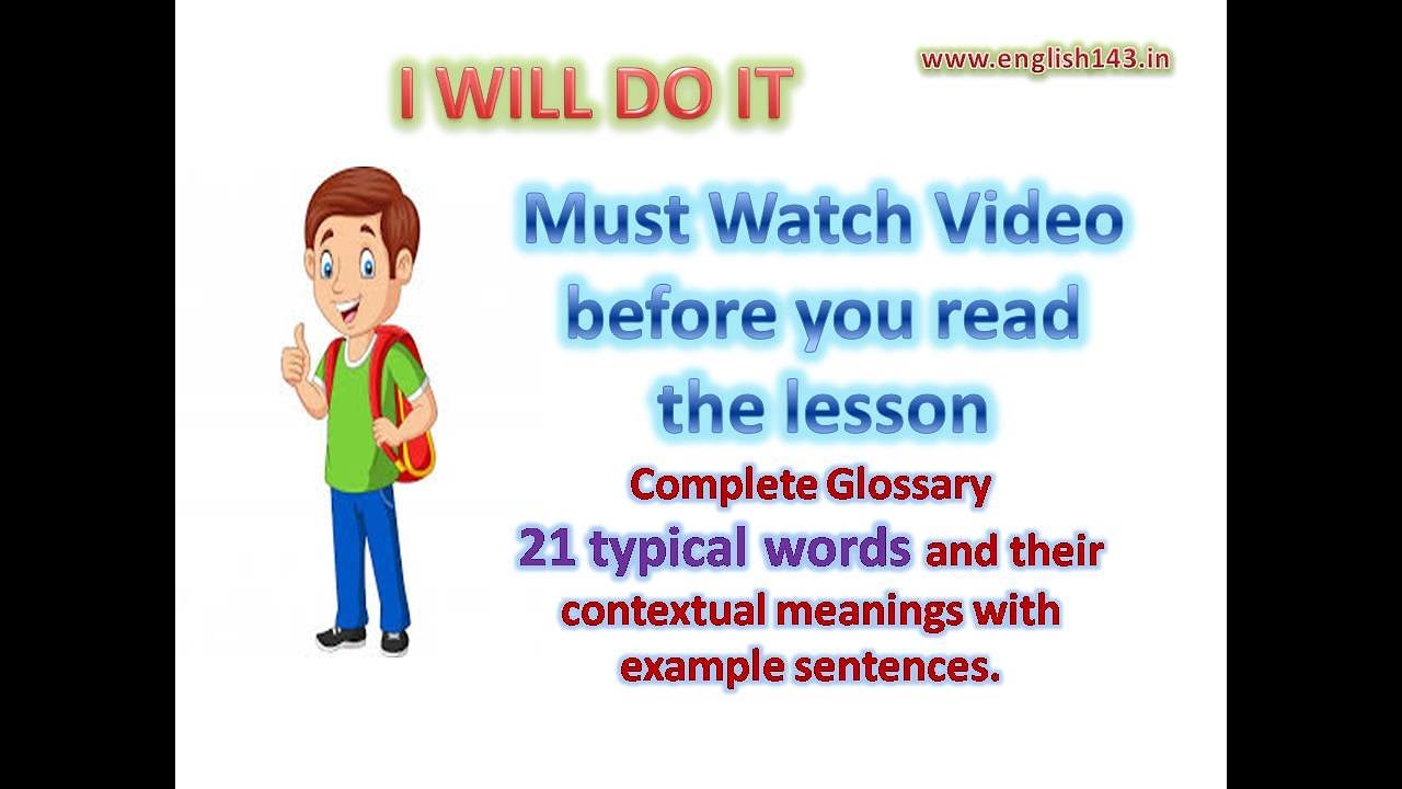 I WILL DO IT GLOSSARY MEANINGS 10th Class English antonyms And i-will-do-it-glossary-meanings-10th-class-english-antonyms-and