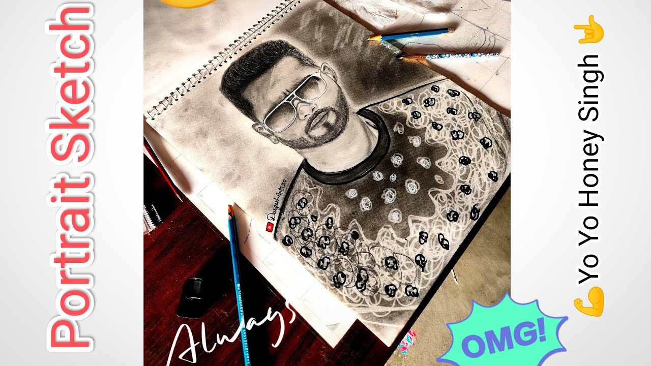 How to draw 😎 Honey Singh 🤟 drawing step by step 😎 (Tutorial ) - YouTube