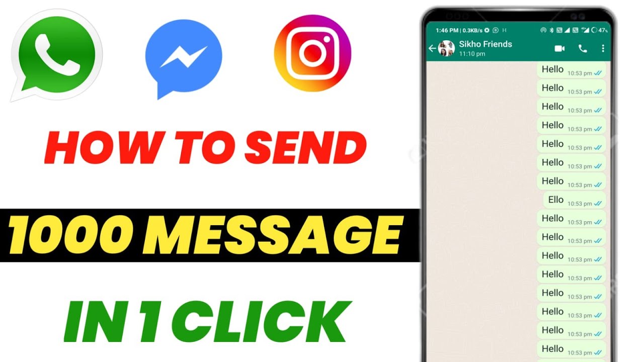1 Send 1000 messages in 1 click whatsapp, instagram, facebook do prank ...
