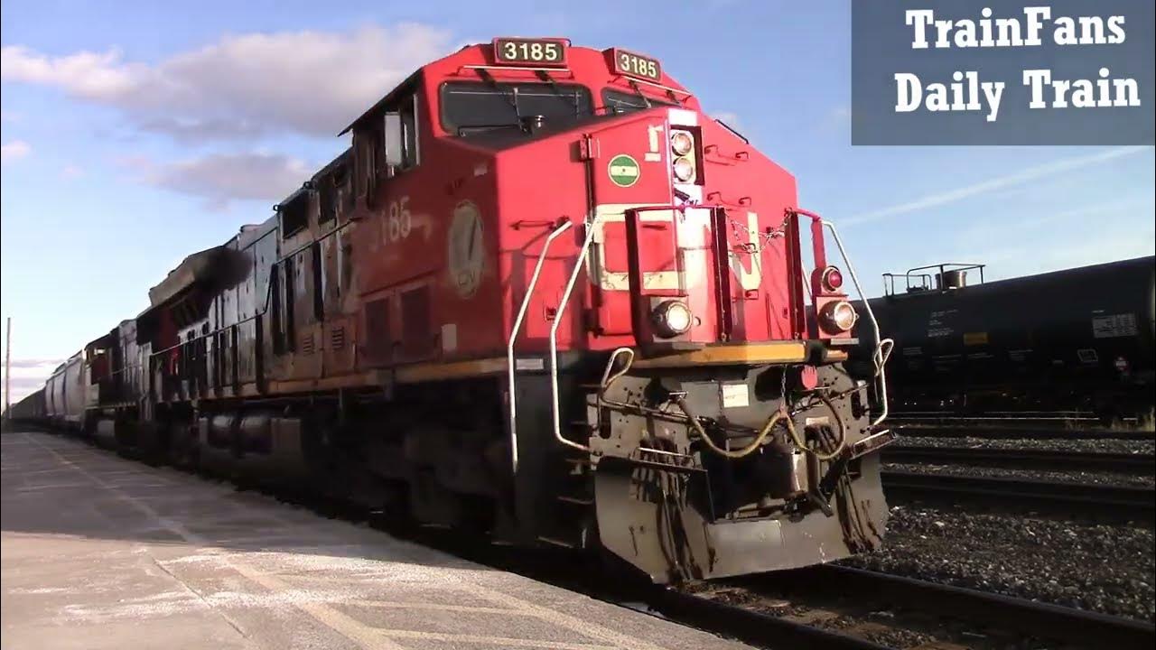 Manifest Train CN M383 CN 3185 & CN 5629 Locomotives Sarnia Ontario - YouTube