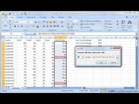 Excel 2007 Tutorial 6 - Intro to Conditional formatting - YouTube