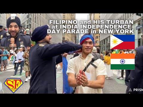 Pinoy in NEW YORK GETS TURBAN TUTORIAL at INDIA DAY PARADE 2022 • EASY PAGG TUTORIAL• ALLU ARJUN