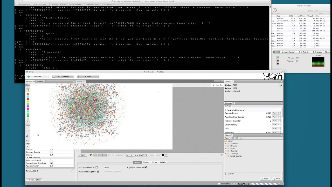 Realtime Twitter Visualising by Gephi Streaming - YouTube