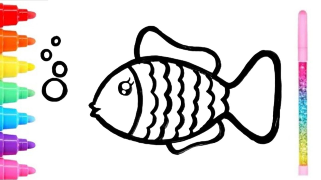 How to draw a fish | Learn to draw a fish step by step with rainbow ...