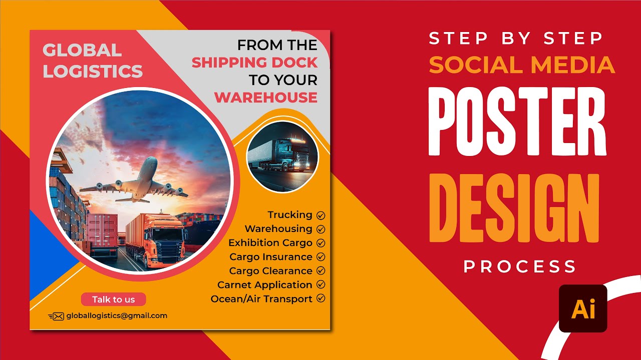 How To Design An Elegant Shipping Agency Poster Design in Adobe ...