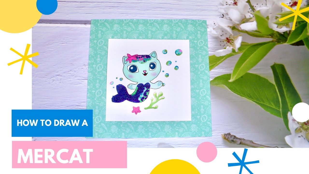 How to draw a MerCat from Gabby's Dollhouse | Free Stencils | Colouring ...