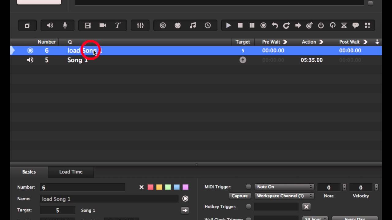 16 Qlab3 Pre loading a Cue - YouTube