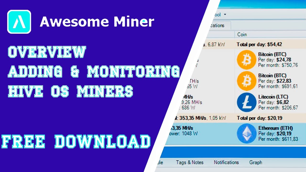 Awesome Miner - Overview, Adding & Monitoring Hive OS Miners - YouTube