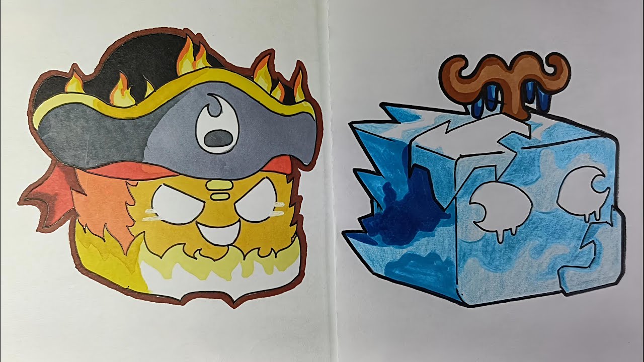 Blox Fruits Drawing Devil Fruits ICE VS FLAME - YouTube